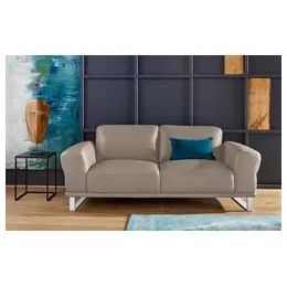 2-Sitzer W.Schillig "montanaa" Sofas Gr. B/H/T: 192cm x 78cm x 94cm, Longlife Xtra-Leder Z59, braun (stone z59) mit Metallkufen in Silber matt, Breite 192 cm