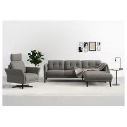 Sit & More Ecksofa SIT & MORE "Scandia L-Form" Sofas Gr. B/H/T: 269cm x 82cm x 183cm, Luxus-Microfaser Euphoria, Recamiere rechts, Ohne Kopfteilverstellung-Ohne Armteilfunktion-Mit schwarzen matten Metallfüßen, braun (schlamm) Wahlweise mit Kopfteilverstellung und Armteilfunktion