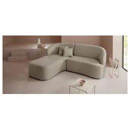 Ecksofa LeGer Home by Lena Gercke "Dilara L-Form" Sofas Gr. B/H/T: 200 cm x 87 cm x 165 cm, Boucle, Ottomane links, beige (dunkelbeige) gerundete Rückenlehne und Front, in 3 Bezugsqualitäten