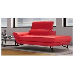 Ottomane Egoitaliano "Narcisa, Designsofa" Sofas Gr. B/H/T: 174cm x 96cm x 110cm, Leder BULL, Ottomane rechts, rot (kirschrot) mit verstellbarer Kopfstütze, Solitärmöbel als Blickfang