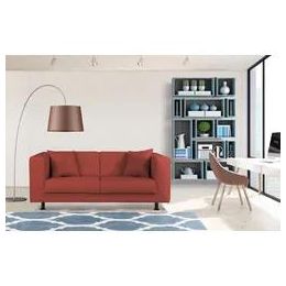 2-Sitzer Inosign "Bengo" Sofas Gr. B/H/T: 160cm x 68cm x 88cm, Kunstleder, rot mit Steppung im Sitz- und Rückenbereich, incl. Zierkissen