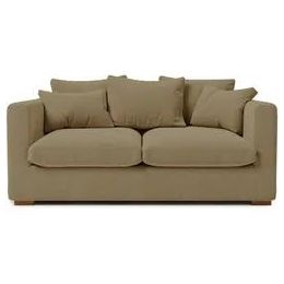 2-Sitzer Home Affaire "Coray" Sofas Gr. B/H/T: 175 cm x 80 cm x 113 cm, Struktur grob, braun (light brown) extra weich und kuschelig, Füllung mit Federn Daunen