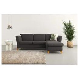 Ecksofa Home Affaire "Trelleborg L-Form" Sofas Gr. B/H/T: 249cm x 86cm x 162cm, Luxus-Microfaser Euphoria, Recamiere rechts, ohne Bettfunktion-ohne Bettkasten, grau (fango) Federkern-Polsterung, wahlweise mit Bettfunktion und Bettkasten