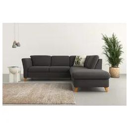 Ecksofa Home Affaire "Trelleborg L-Form" Sofas Gr. B/H/T: 252cm x 86cm x 213cm, Luxus-Microfaser Euphoria, Ottomane rechts, ohne Bettfunktion-ohne Stauraum, grau (fango) Federkern-Polsterung, wahlweise mit Bettfunktion und Stauraum