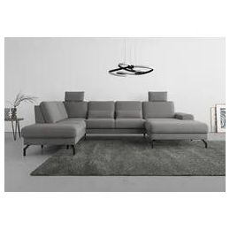 Sit & More Wohnlandschaft SIT&MORE "Cinturo U-Form" Sofas Gr. B/H/T: 345 cm x 91 cm x 226 cm, Soft clean, mega-Recamiere rechts, inklusive Sitztiefenverstellung-inklusive Federkern, grau inklusive Sitztiefenverstellung und Federkern, Sitzhöhe 48 cm