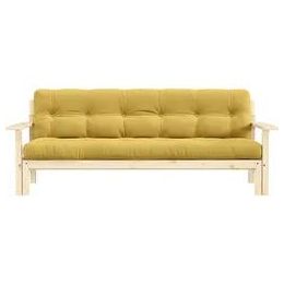 Schlafsofa KARUP DESIGN "Unwind" Sofas Gr. B/H/T: 190cm x 14cm x 92cm, Polyester, gelb (honey) Mit Holzstruktur, inkl. Futonmatratze, Liegefläche 130x190 cm