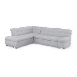 Ecksofa DOMO collection "Mona L-Form" Sofas Gr. B/H/T: 271cm x 80cm x 213cm, Feinstruktur, Ottomane links, ohne Funktion, silberfarben (silber) wahlweise mit Bett- und Armlehnfunktion