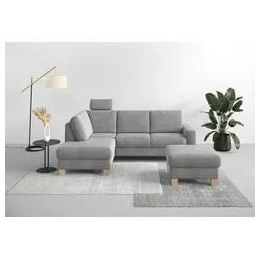 Ecksofa Home Affaire "Summer L-Form" Sofas Gr. B/H/T: 236 cm x 91 cm x 170 cm, Breitcord, Ottomane links, ohne Bettfunktion-ohne Bettkasten-ohne Federkern, silberfarben (silber) mit Ottomane, wahlweise Bettfunktion und Bettkasten, Cord-Bezug