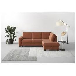 Ecksofa Home Affaire "Summer L-Form" Sofas Gr. B/H/T: 236 cm x 91 cm x 170 cm, Feincord, Ottomane rechts, mit Bettfunktion-mit Bettkasten-mit Federkern, rosegold (kupfer) mit Ottomane, oder ohne Bettfunktion und Bettkasten, Cord-Bezug