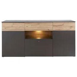 Sideboard FORTE Sideboards grau (grau, eichefarben) Breite 195 cm, inkl. Beleuchtung