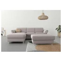 Sit & More Ecksofa SIT & MORE "Apulia L-Form" Sofas Gr. B/H/T: 250cm x 78cm x 185cm, Samtoptik, Recamiere links, ohne Bettfunktion-ohne Bettkasten-ohne Armteilverstellung-ohne Kopfteilverstellung, beige (sand) wahlweise Bettfunktion, Bettkasten und Kopf- Armteilverstellung