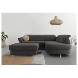 Sit & More Ecksofa SIT & MORE "Apulia L-Form" Sofas Gr. B/H/T: 250cm x 78cm x 212cm, Luxus-Microfaser Euphoria, langer Schenkel links, ohne Bettfunktion-ohne Bettkasten-ohne Armteilverstellung-ohne Kopfteilverstellung, grau (fango) wahlweise Bettfunktion, Bettkasten und Kopf- Armteilverstellung