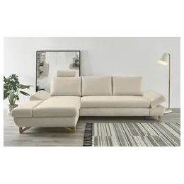 Ecksofa Inosign "City/Giron, L-Form" Sofas Gr. B/H/T: 284 cm x 104 cm x 166 cm, Veloursstoff, Recamiere links, ohne Bett-Funktion, beige (creme) verstellbare Armlehnen mit Rasterfunktion