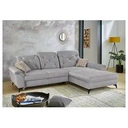 Jockenhöfer Ecksofa JOCKENHÖFER GRUPPE "Studio L-Form" Sofas Gr. B/T: 283cm x 103cm, Ottomane beidseitig montierbar, mit Relaxfunktion-mit Bettfunktion, grau 3 individuell, verstellbare Kopftützen, Bettfunktion, Relaxfunktion