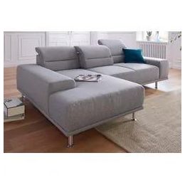 Sit & More Ecksofa SIT & MORE "Mariola L-Form" Sofas Gr. B/H/T: 269cm x 93cm x 174cm, Struktur, Recamiere links, mit Sitztiefenverstellung-mit Kopfteilverstellung, grau (hellgrau) mit Recamiere und Federkern, inklusive Sitztiefenverstellung