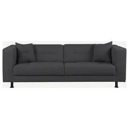 3-Sitzer Inosign "Bengo" Sofas Gr. B/H/T: 202cm x 68cm x 88cm, Struktur, grau (anthrazit) mit Steppung im Sitz- und Rückenbereich, incl. Zierkissen