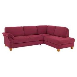 Ecksofa Home Affaire "Borkum L-Form" Sofas Gr. B/H/T: 249cm x 87cm x 189cm, Luxus-Microfaser ALTARA NUBUCK, Ottomane rechts, ohne Bettfunktion, rot (bordeaux) mit Federkern, wahlweise Bettfunktion