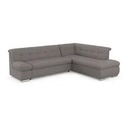 Ecksofa DOMO collection "Mona L-Form" Sofas Gr. B/H/T: 271cm x 80cm x 213cm, Feinstruktur, Ottomane rechts, mit Bettfunktion-ohne Armlehnenfunktion, braun (schlamm) wahlweise mit Bett- und Armlehnfunktion