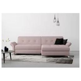 Ecksofa Inosign "Maredo L-Form" Sofas Gr. B/H/T: 284 cm x 89 cm x 179 cm, Chenille-Optik, mega-Recamiere rechts, ohne Kopfteilverstellung, ohne Armteilfunktion, rosa (rose) Federkern, wahlweise auch mit Kopfteil- und Armlehnverstellung