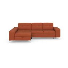 Sit & More Ecksofa SIT & MORE "Baviene L-Form" Sofas Gr. B/H/T: 286cm x 92cm x 176cm, Luxus-Microfaser Paris, Recamiere links, mit Bettfunktion-mit Bettkasten, orange (terra) inklusive Sitztiefenverstellung und Federkern, wahlweise Bettfunktion