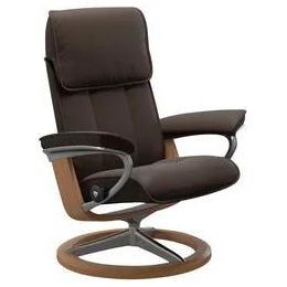 Relaxsessel stressless "Admiral", braun (braun batick), B:84cm H:100cm T:73cm, Leder BATICK: BATICK ist ein leicht korrigiertes, durchgefärbtes und genarbtes Möbelleder, bei dem die meisten Unebenheiten und Spuren in der Regel entfernt wurden., Sessel, mit Signature Base, Größe M & L, Gestell Eiche