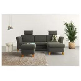 Ecksofa Home Affaire "Trelleborg L-Form" Sofas Gr. B/H/T: 249cm x 86cm x 162cm, Struktur fein, Recamiere rechts, mit Bettfunktion-mit Bettkasten, grau (anthrazit) Federkern-Polsterung, wahlweise mit Bettfunktion und Bettkasten