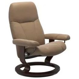 Relaxsessel stressless "Consul" Sessel Gr. Leder PALOMA, Classic Base Braun, PlusTMSystem-Gleitsystem-Relaxfunktion-Drehfunktion-Kopfstützenverstellung-Rückteilverstellung, B/H/T: 72cm x 94cm x 70cm, braun (almond paloma) mit Classic Base, Größe S, Gestell Braun