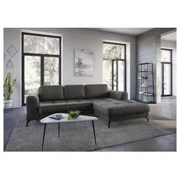 Sit & More Ecksofa SIT & MORE "Bendigo L-Form" Sofas Gr. B/H/T: 284cm x 84cm x 175cm, NaturLEDER, mega-Recamiere rechts, mit schwarzem Nickelfuß, braun (mokka) inklusive Sitztiefenverstellung, Bodenfreiheit 12 cm, in 2 Fußfarben