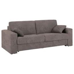 Schlafsofa Home Affaire "Roma Matratzenhöhe 14 cm" Sofas Gr. B/H/T: 220 cm x 85 cm x 100 cm, Luxus-Microfaser Lederoptik, Breite 220 cm, braun (schlamm) Dauerschlaffunktion, mit Unterfederung, Lattenrost, Matratze