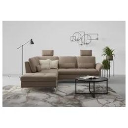 Ecksofa Inosign "Palm Beach L-Form" Sofas Gr. B/H/T: 259cm x 89cm x 224cm, Olympia EASY CLEAN, Ottomane links, mit Sitztiefenverstellung-ohne Bettfunktiom-ohne Stauraum-ohne Armteilverstellung, grau (taupe) Federkern, mit Sitztiefenverstellung, wahlweise Bettfunktion