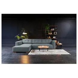 Ecksofa Tom Tailor HOME "HEAVEN CHIC XL" Sofas Gr. B/H/T: 302cm x 85cm x 221cm, Struktur grob TCU, Recamiere links, mit Bettfunktion-mit Bettkasten, blau (smokey blue tcu 36) aus der COLORS COLLECTION, wahlweise mit Bettfunktion & Bettkasten