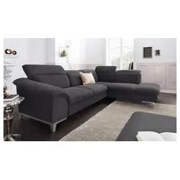 Ecksofa COTTA "Teresa L-Form", grau, B:293cm H:84cm T:232cm, Chenille (90% Polyester; 10% Polyamid ), Struktur (100% Polyester ), Sofas, wahlweise mit Bettfunktion