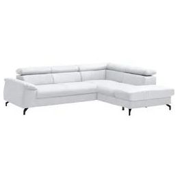 Ecksofa COTTA "Komaris L-Form" Sofas Gr. B/H/T: 249cm x 72cm x 207cm, Kunstleder, Ottomane rechts, mit Bettfunktion-mit Bettkasten-mit Kopfteilverstellung, weiß inklusive Kopfteilverstellung, wahlweise BettfunktionBettkasten