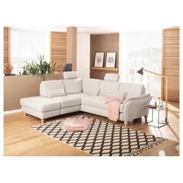 Ecksofa Home Affaire "Palace L-Form" Sofas Gr. B/H/T: 259 cm x 89 cm x 225 cm, Struktur fein, Ottomane links, ohne Bettfunktion-ohne Stauraum, beige (natur) incl. Sitztiefenverstellung, wahlweise mit Bettfunktion und Stauraum