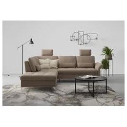 Ecksofa Inosign "Palm Beach L-Form" Sofas Gr. B/H/T: 263cm x 89cm x 224cm, Olympia EASY CLEAN, Ottomane links, mit Sitztiefenverstellung-mit Bettfunktiom-mit Stauraum-mit Armteilverstellung, grau (taupe) Federkern, mit Sitztiefenverstellung, wahlweise Bettfunktion