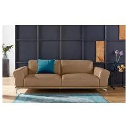 2,5-Sitzer W.Schillig "montanaa" Sofas Gr. B/H/T: 232 cm x 78 cm x 94 cm, Longlife Xtra-Leder Z69, braun (fango z69) mit Metallfüßen in Chrom glänzend, Breite 232 cm