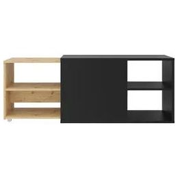 TV-Board FMD "Slide" Sideboards Gr. B/H/T: 129cm x 49,2cm x 39,9cm, schwarz (schwarz perl / artisan eiche) ausziehbar auf 129 cm