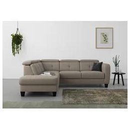 Sit & More Ecksofa SIT & MORE "Belluci L-Form" Sofas Gr. B/H/T: 249cm x 85cm x 195cm, Luxus-Microfaser Florence, Ottomane links, ohne Bettfunktion-ohne Bettkasten, braun (savannah) inklusive Federkern, wahlweise mit Bettfunktion und Bettkasten