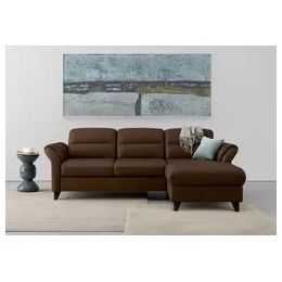 Sit & More Ecksofa SIT & MORE "Mellum L-Form", braun (dunkelbraun), B:250cm H:87cm T:163cm, 100% Polyester, Sofas, Federkern, wahlweise mit Bettfunktion, Bettkasten und Armteilfunktion