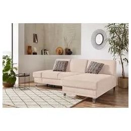 Sit & More Ecksofa SIT & MORE "Clio L-Form" Sofas Gr. B/H/T: 246cm x 89cm x 165cm, Luxus-Microfaser ALTARA NUBUCK, Recamiere rechts, ohne Bettfunktion-ohne Bettkasten, beige (creme) wahlweise mit Bettfunktion oder Vorziehsitz und Bettkasten, Federkern