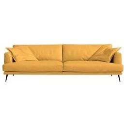 2,5-Sitzer Egoitaliano "Sophia, Designsofa mit extrakomfortablem Sitzkomfort" Sofas Gr. B/H/T: 214cm x 77cm x 96cm, Leder BULL, 2,5 Sitzer, gelb Daunenfederung, inkl. 2 Kissen