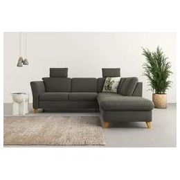 Ecksofa Home Affaire "Trelleborg L-Form", grau (anthrazit), B:252cm H:86cm T:213cm, 100% Polyester, Sofas, Federkern-Polsterung, wahlweise mit Bettfunktion und Stauraum