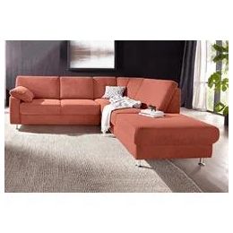 Sit & More Ecksofa SIT & MORE "Belfort L-Form" Sofas Gr. B/H/T: 243cm x 88cm x 218cm, Luxus-Microfaser, Ottomane rechts, ohne Funktion, orange (terrakotta) wahlweise mit Vorziehsitz und Bettkasten