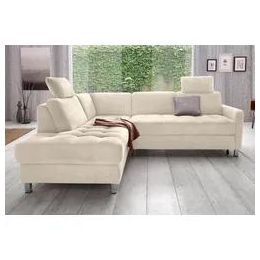 Sit & More Ecksofa SIT & MORE "Pablo L-Form", beige (creme), B:233cm H:78cm T:196cm, Struktur fein (100% Polyester), Struktur (100% Polyester), Sofas, wahlweise mit Bettfunktion