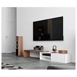 TV-Bank TemaHome "Move" Sideboards Gr. B/H/T: 110cm x 32cm x 35cm, weiß (walnussfarben/weiß) ausziehbar auf bis zu 203 cm, mit schöner Schiebetür