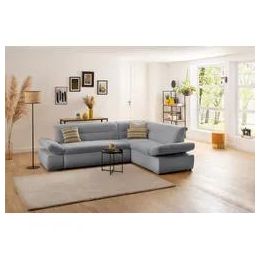 Ecksofa Inosign "Avesa L-Form" Sofas Gr. B/H/T: 275cm x 80cm x 211cm, Struktur weich, langer Schenkel links, ohne Armteilverstellung-ohne Schlaffunktion, grau (hellgrau) Wahlweise mit Arm- und Bettfunktion, BTH: 27521180 cm