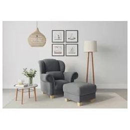 Ohrensessel Home Affaire "Queenie Ohrenseesel" Sessel Gr. Struktur fein, B/H/T: 117 cm x 111 cm x 94 cm, grau (dark grey) mit softem, weichem Sitzkomfort und zeitlosem Design