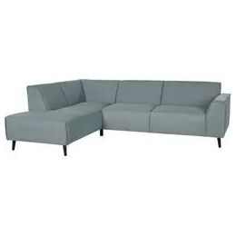 Ecksofa DOMO collection "Amora L-Form" Sofas Gr. B/H/T: 263cm x 81cm x 191cm, Struktur fein, Ottomane links, Mit Federkern, grün (mint) mit Federkern