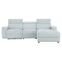 Ecksofa Home Affaire "Sentrano, L-Form" Sofas Gr. B/H/T: 275cm x 82cm x 164cm, Webstoff, Recamiere rechts, mit motorischer Relaxfunktion-mit USB-Anschluss, blau (eisblau) 275 cm, man. o. elektr. Relaxfunktion und USBKopfverstellung