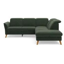 Sit & More Ecksofa SIT & MORE "Romero L-Form" Sofas Gr. B/H/T: 250cm x 91cm x 220cm, Struktur weich, Ottomane rechts, ohne Federkern-mit Kopfteilverstellung-ohne Bettfunktion-mit Stauraum-mit TV-motorisch, grün (jungle) wahlweise mit oder ohne TV-Funktion, Bettfunktion, Bettkasten